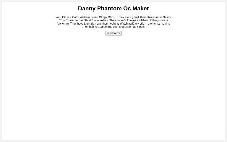 Danny Phantom Oc Maker ― Perchance Generator