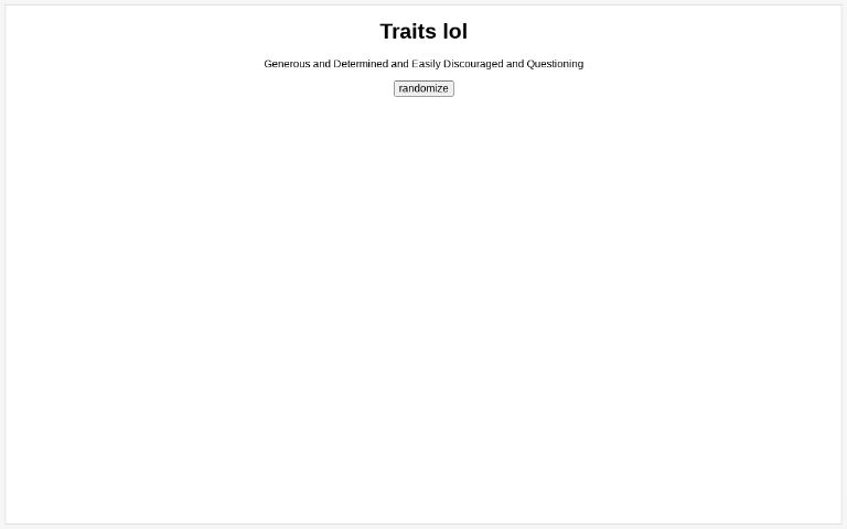 Traits lol ― Perchance Generator