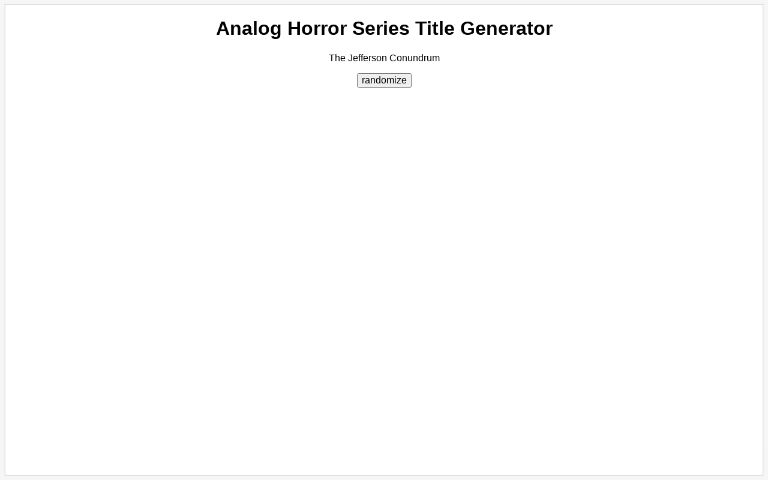 Analog Horror Series Title Generator