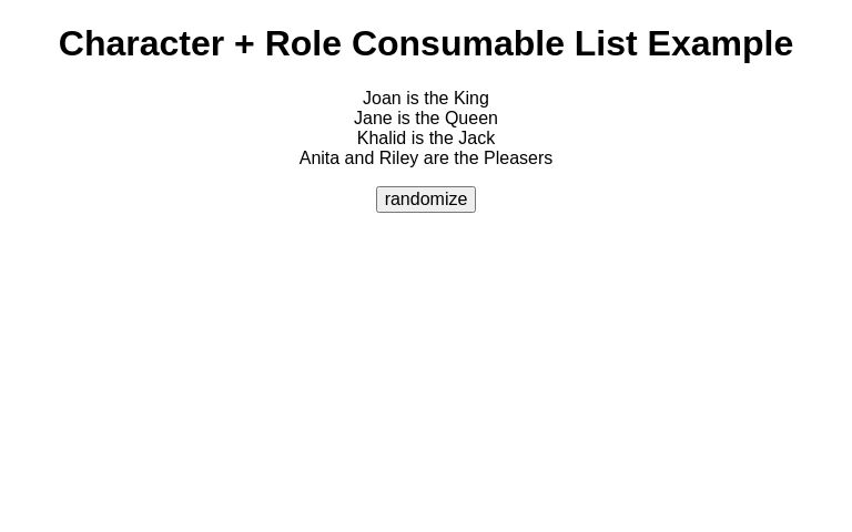 Character + Role Consumable List Example ― Perchance Generator