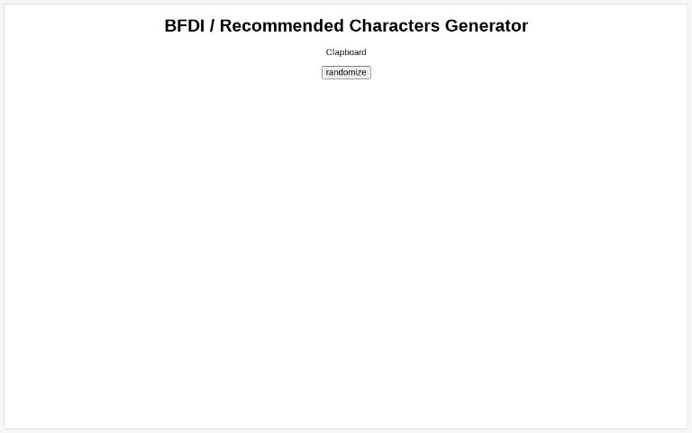 BFDI / Recommended Characters Generator