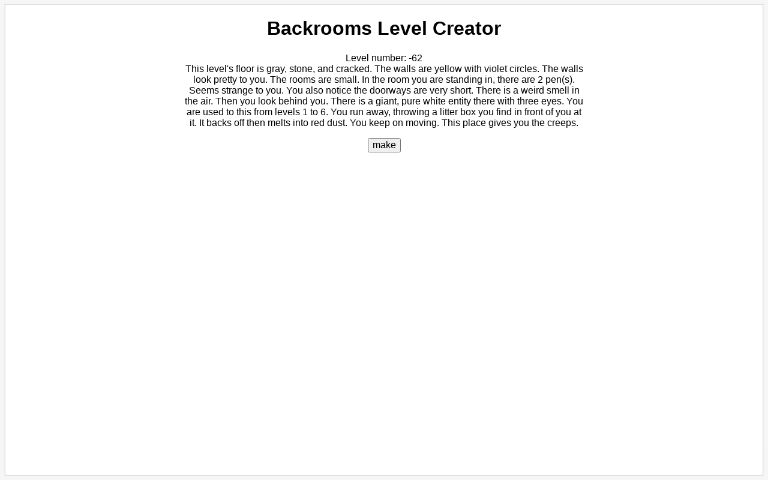 Backrooms Level Creator ― Perchance Generator