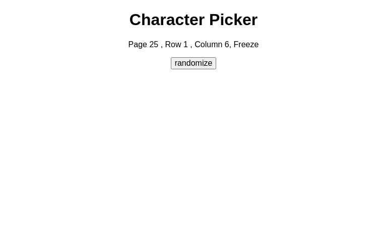 Character Picker ― Perchance Generator