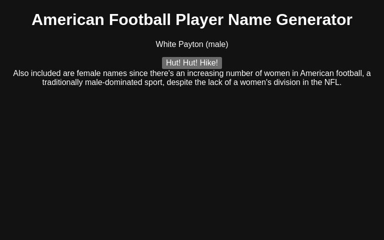 American Football Player Name Generator