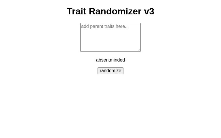 Trait Randomizer v3 ― Perchance Generator