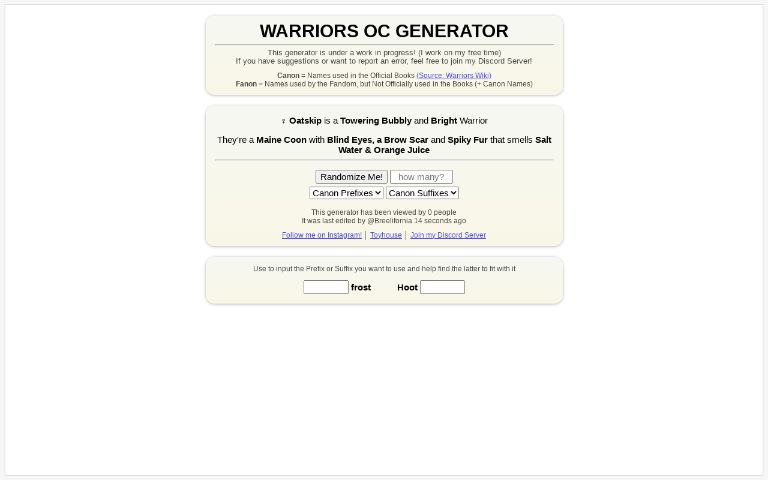WARRIORS OC GENERATOR