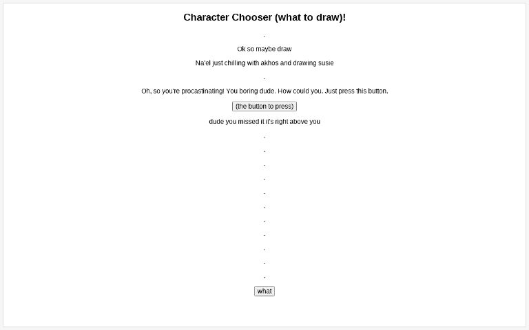 Character Chooser (what to draw)! ― Perchance Generator