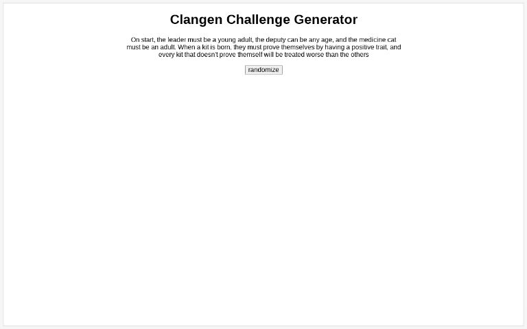 Clangen Challenge Generator