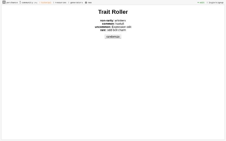 Trait Roller ― Perchance Generator