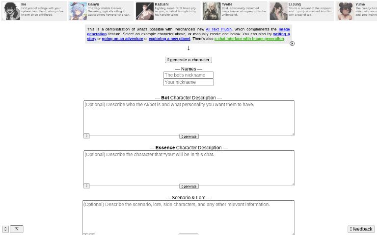 The romance (online, free, no sign-up, unlimited) ― Perchance Generator