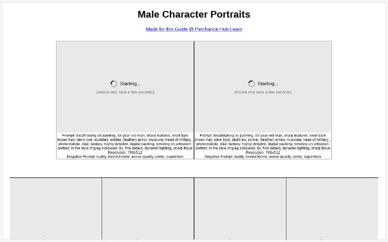 Male Character Portraits ― Perchance Generator