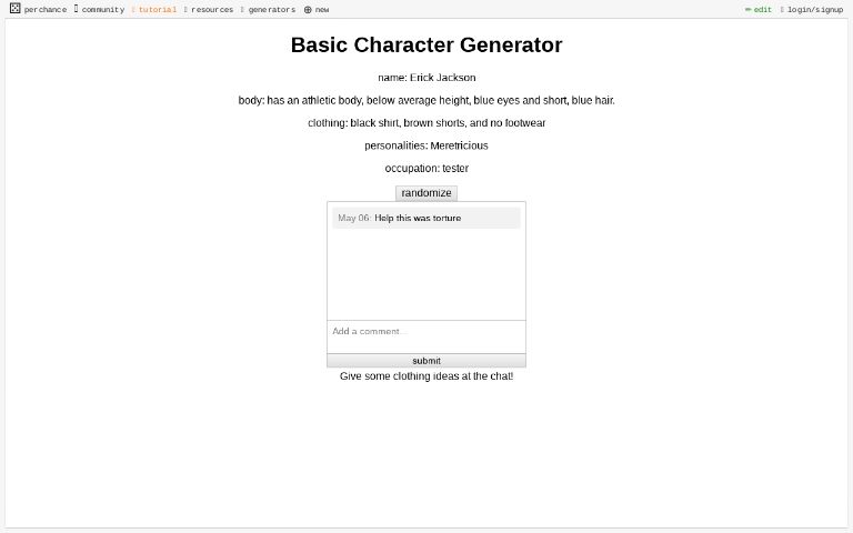 Basic Character Generator