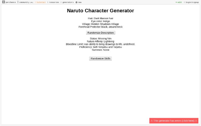 Naruto Character Generator