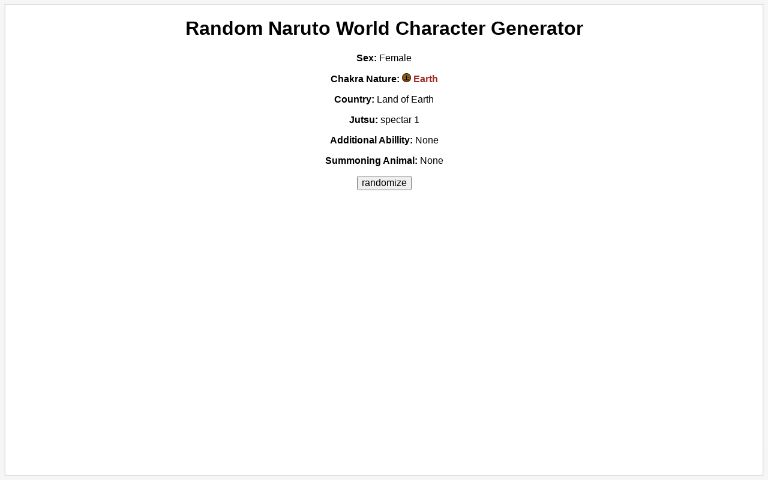 Random Naruto World Character Generator