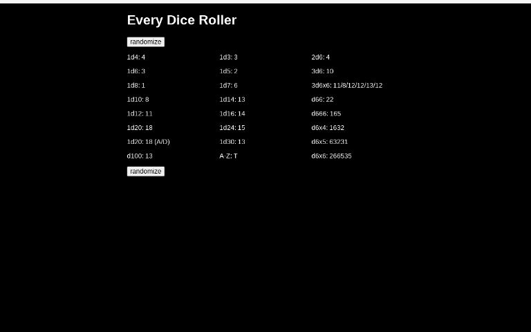 Every Dice Roller ― Perchance Generator