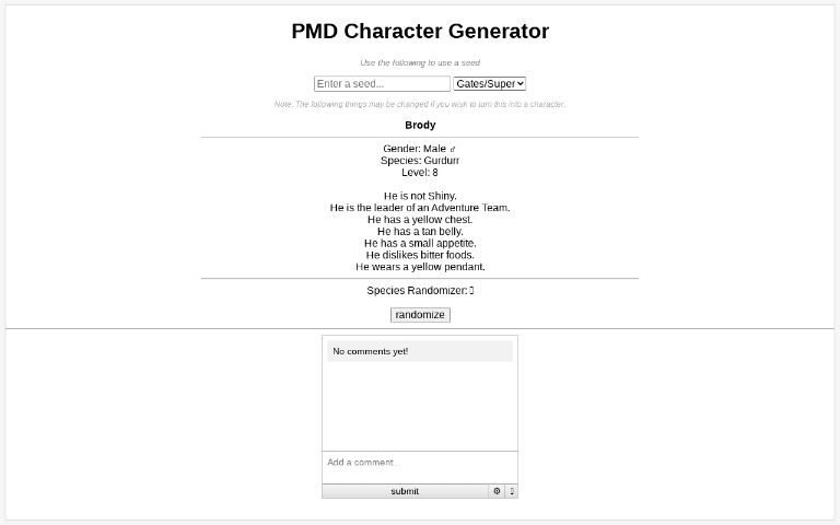 Pokémon Mystery Dungeon Character Creator ― Perchance Generator