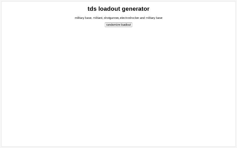 tds loadout generator