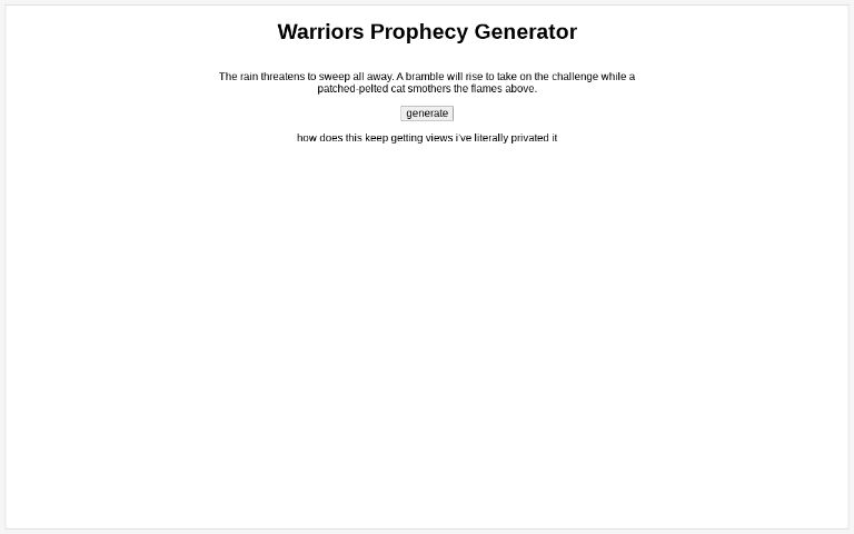 Warriors Prophecy Generator