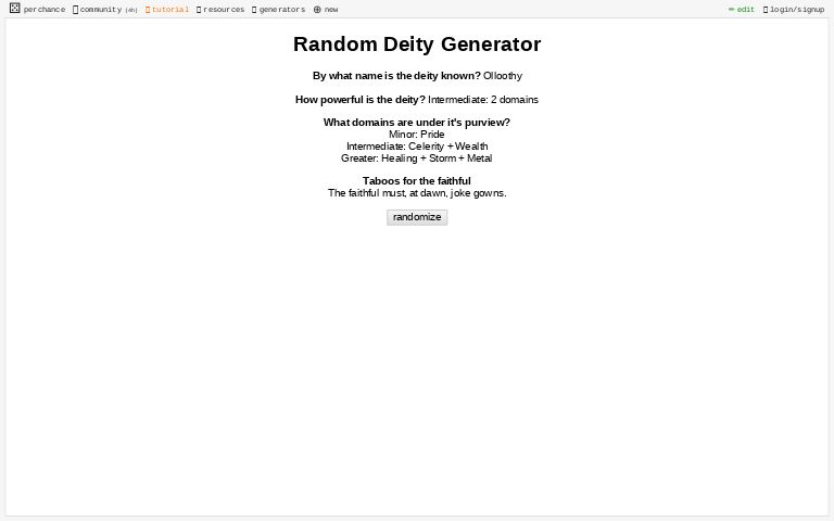 Random Deity Generator