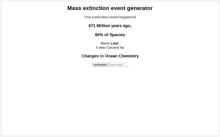 Mass extinction event generator