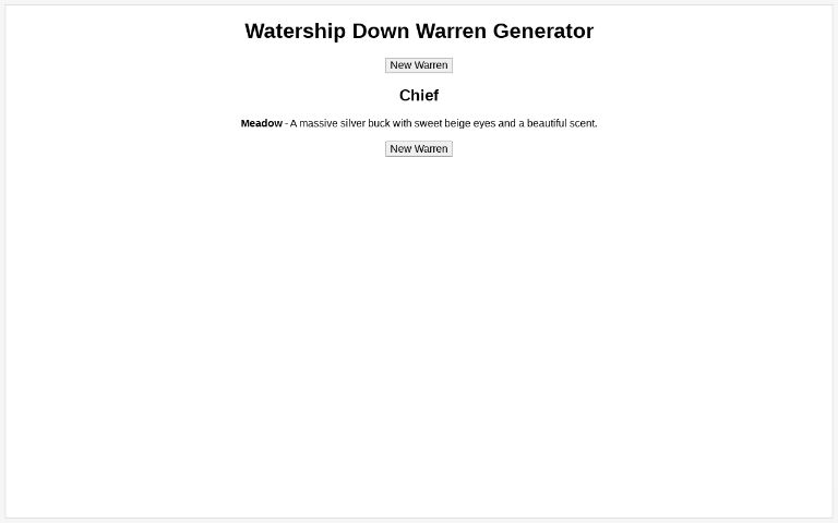 Watership Down Warren Generator