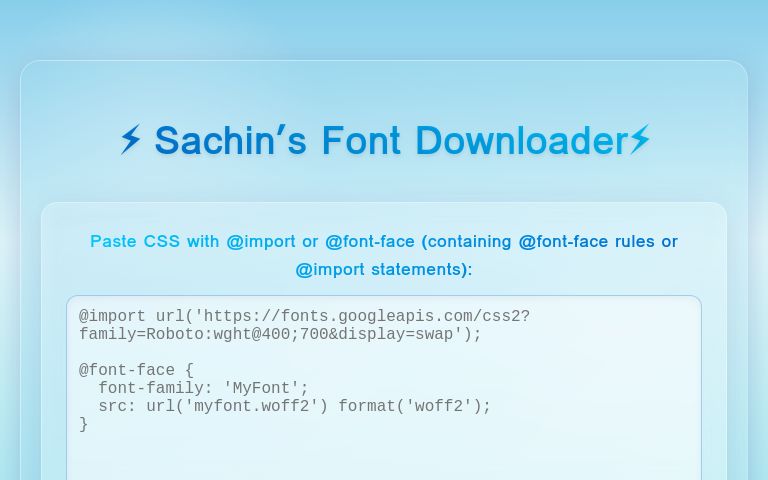⚡️ Sachin’s Font Downloader⚡️ ― Perchance Generator