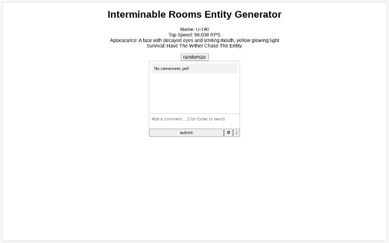 Interminable Rooms Entity Generator