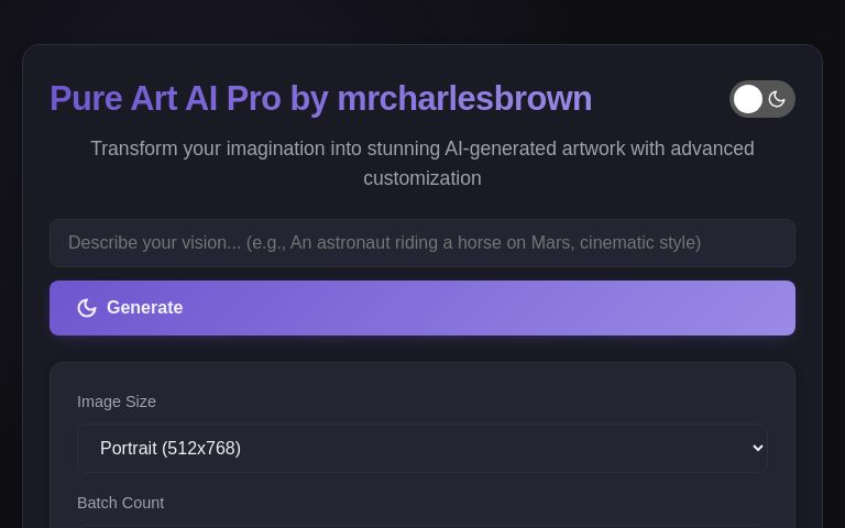 Pure Art AI Pro ― Perchance Generator