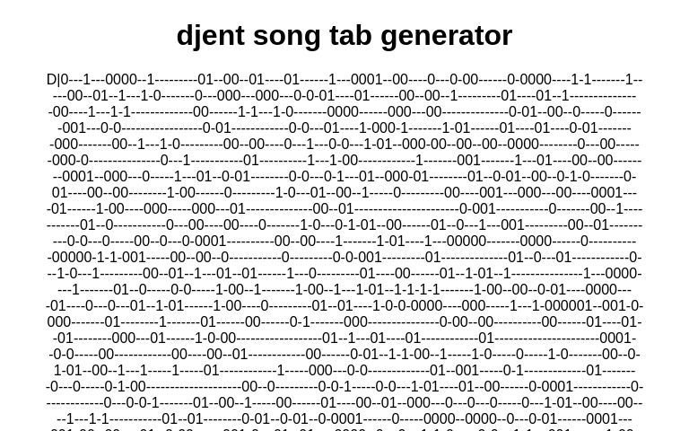 djent song tab generator