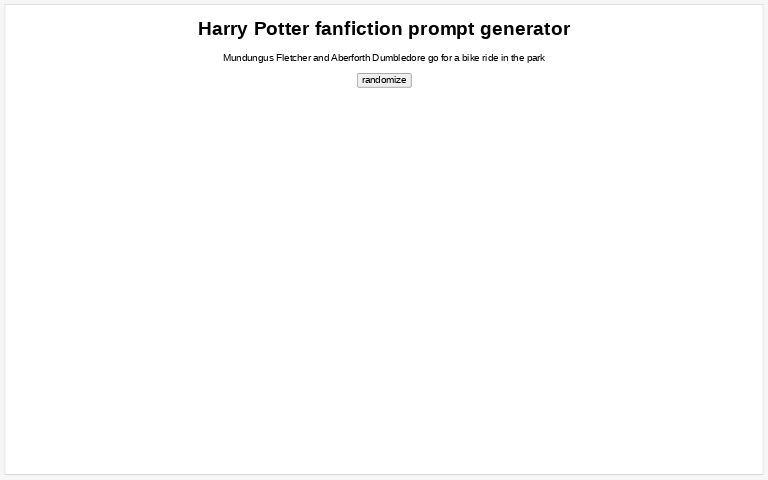 Harry Potter fanfiction prompt generator