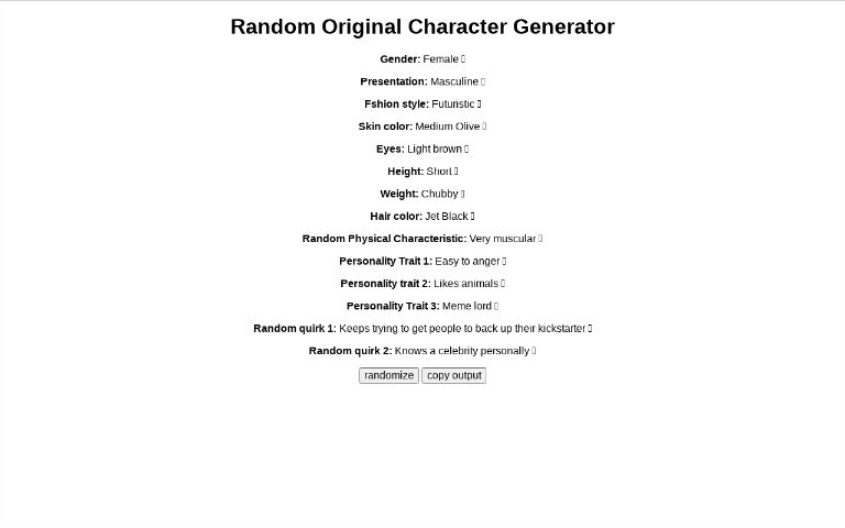 Random Original Character Generator