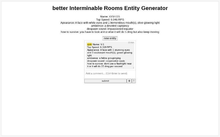 better Interminable Rooms Entity Generator