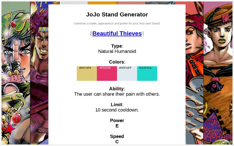 JoJo Stand Generator