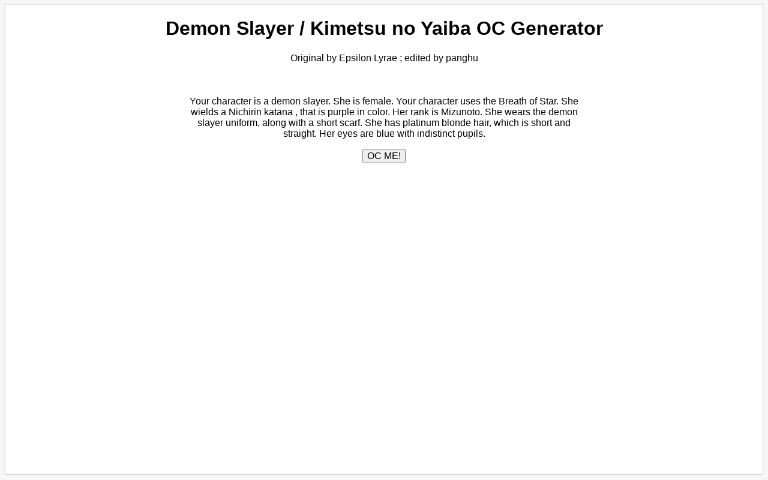 Demon Slayer / Kimetsu no Yaiba OC Generator