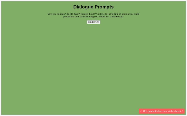 Dialogue Prompts ― Perchance Generator