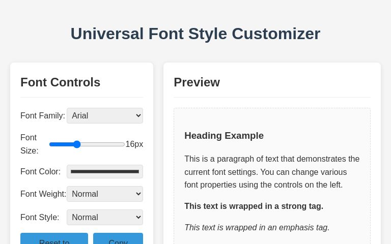 Universal Font Style Customizer ― Perchance Generator