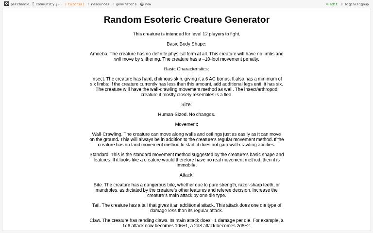 Random Esoteric Creature Generator