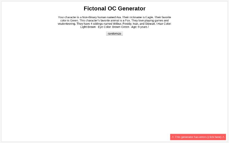 Fictonal OC Generator