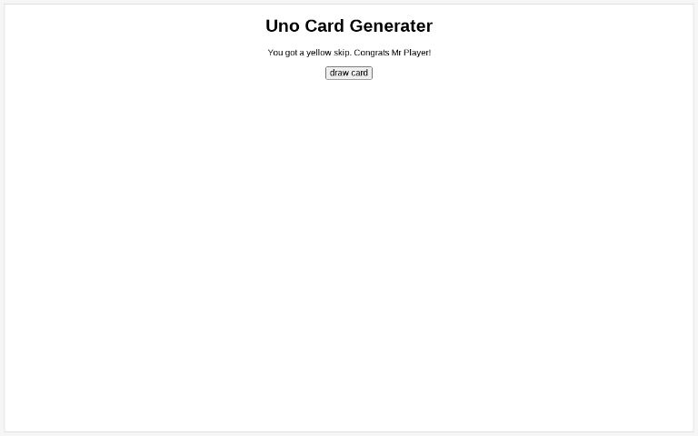 Uno Card Generater