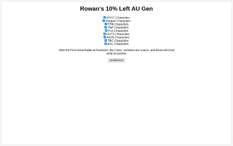 Rowan's 10% Left AU Gen ― Perchance Generator