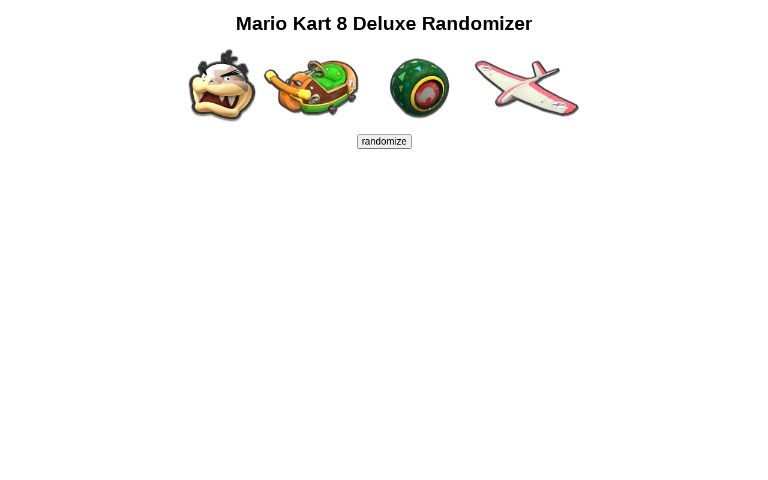 Mario Kart 8 Deluxe Randomizer ― Perchance Generator