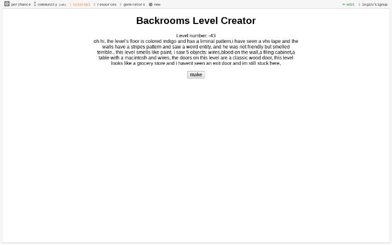 Backrooms Level Creator ― Perchance Generator