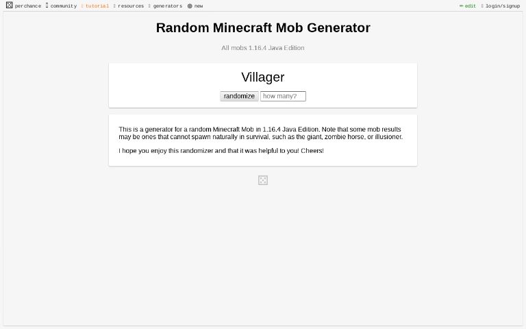 Random Minecraft Mob Generator