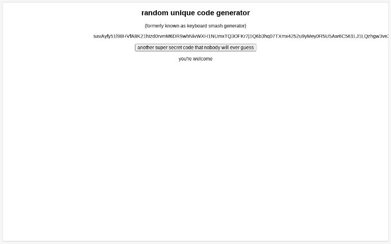 random unique code generator