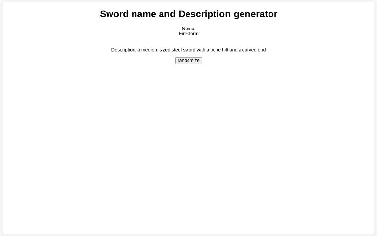Sword name and Description generator