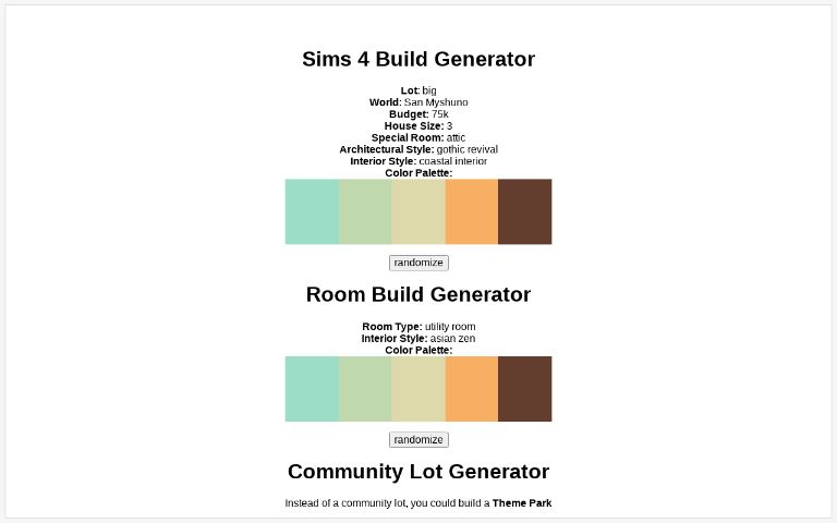 Sims 4 Build Generator