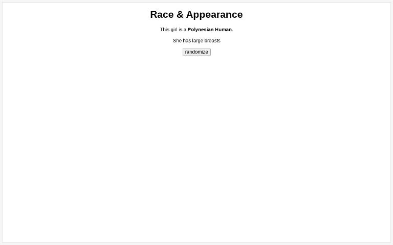 Race & Appearance ― Perchance Generator
