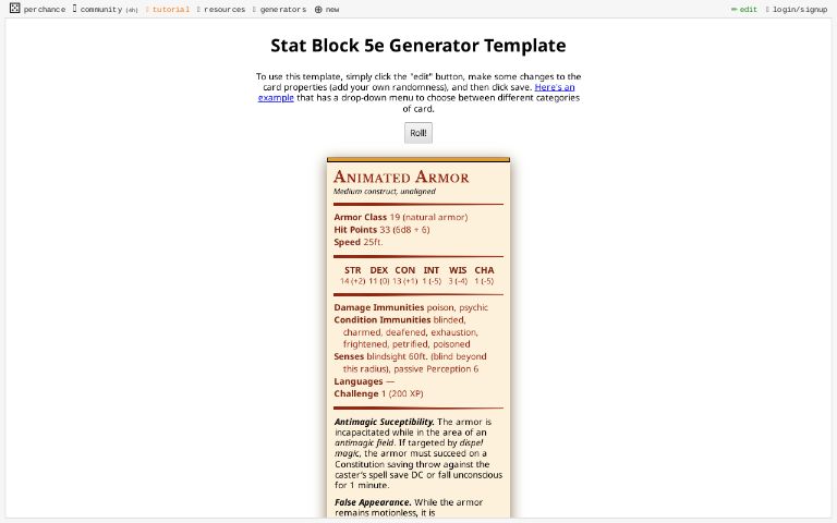 Stat Block 5e Generator Template