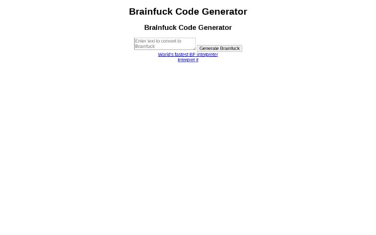 Brainfuck Code Generator