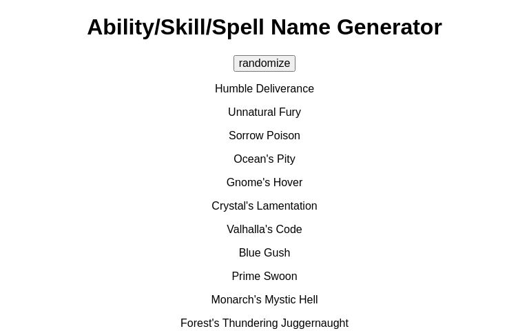 Ability/Skill/Spell Name Generator